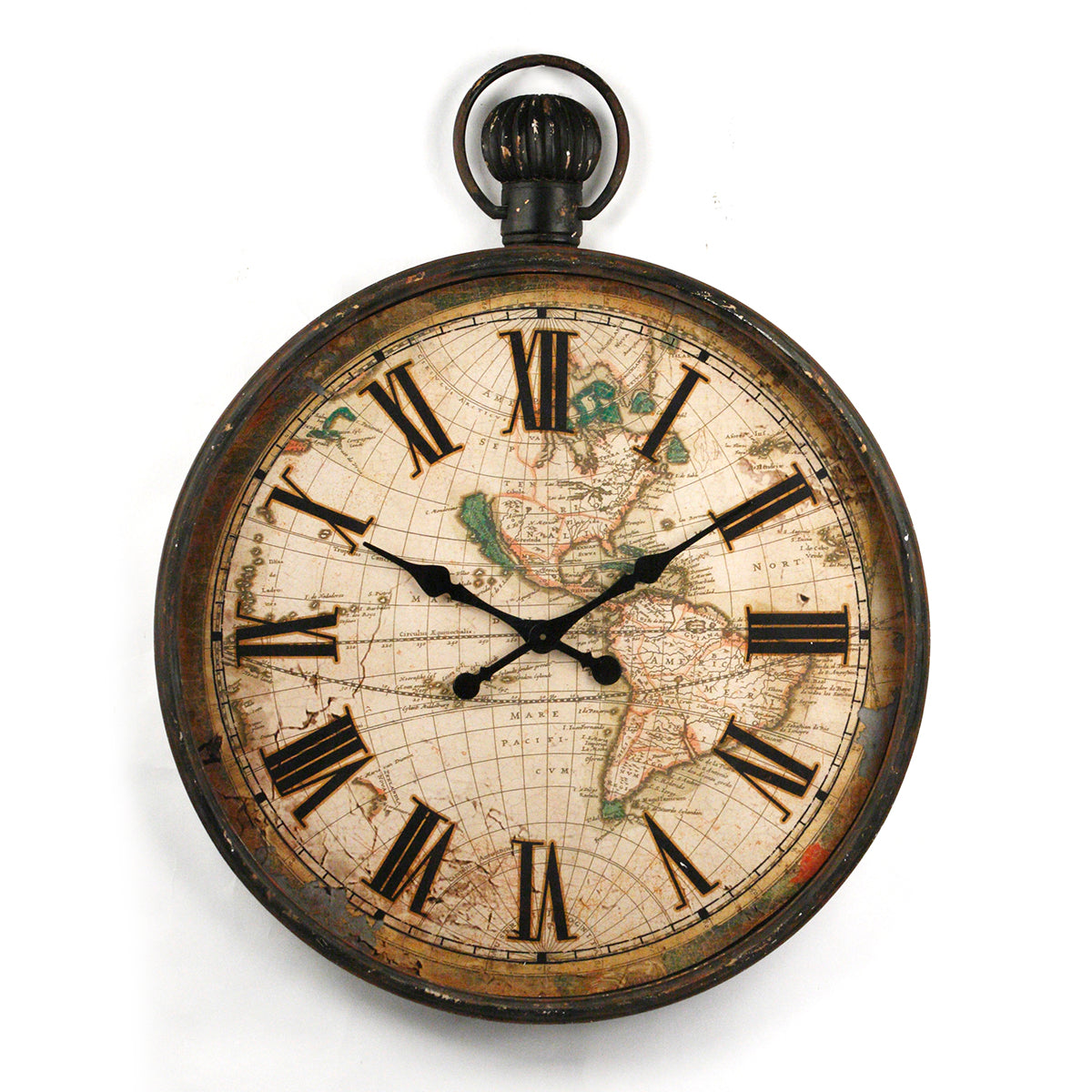 Zentique Rustic World Clock, Iron | PC029 | Wall Decor — Nook & Cottage